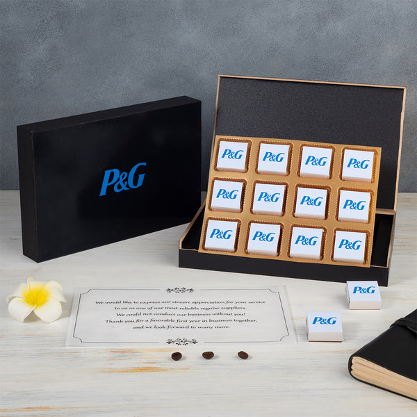 Corporate Gifts - 12 Chocolate Box - Wrapped Chocolates (Minimum 10 Bo ...