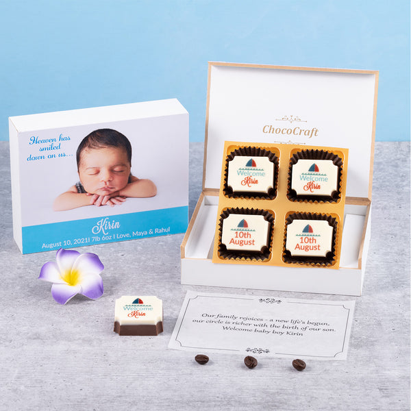 Birth Announcement Gifts - 4 Chocolate Box - All Printed Chocolates (M ...
